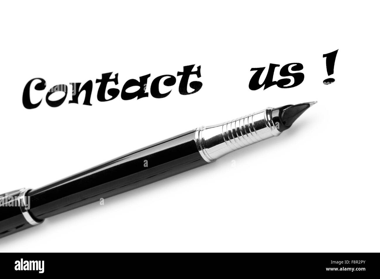Pen and "Contact us" message on white Stock Photo - Alamy