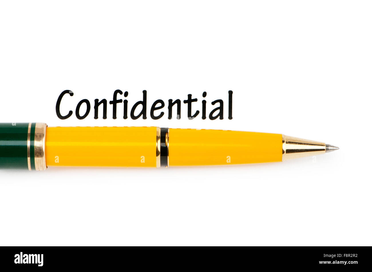 Pen and confidential message on white Stock Photo - Alamy