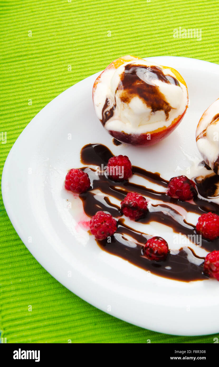 Ice cream served with berries Stock Photo - Alamy