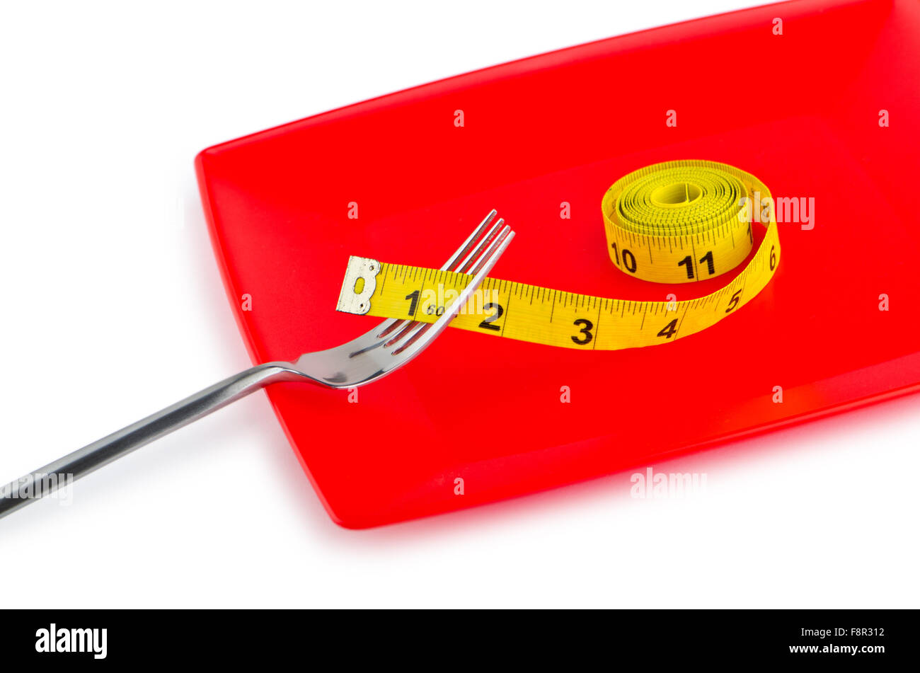 Dieting concept with fork and meter Stock Photo - Alamy