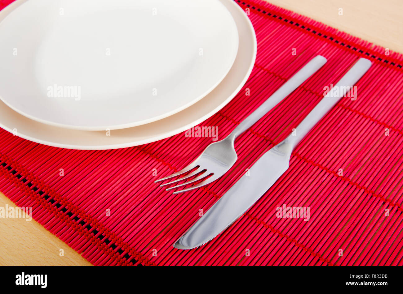 Empty plate with utensils Stock Photo - Alamy