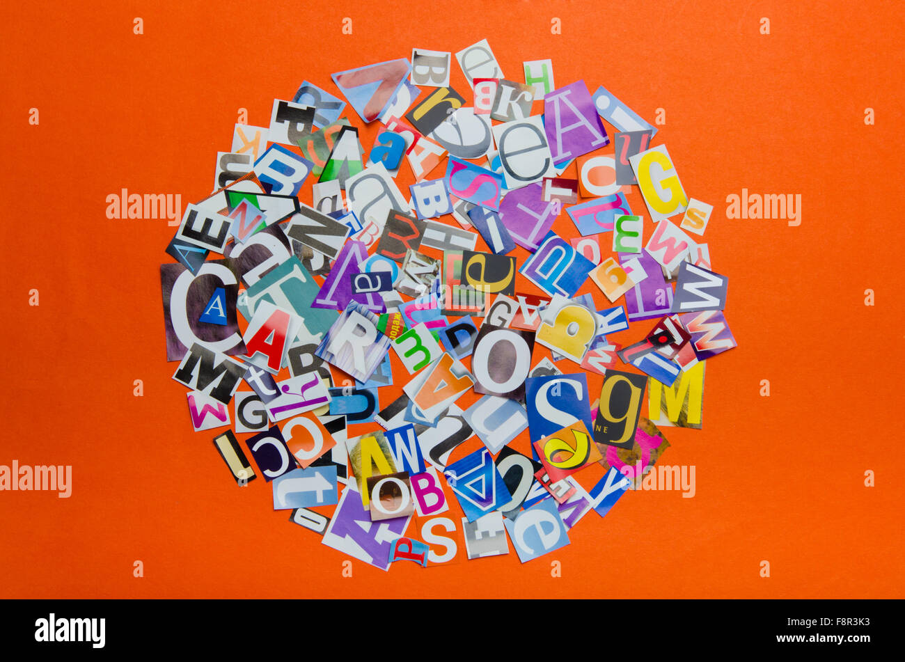Newspaper clippings with various letters Stock Photo - Alamy