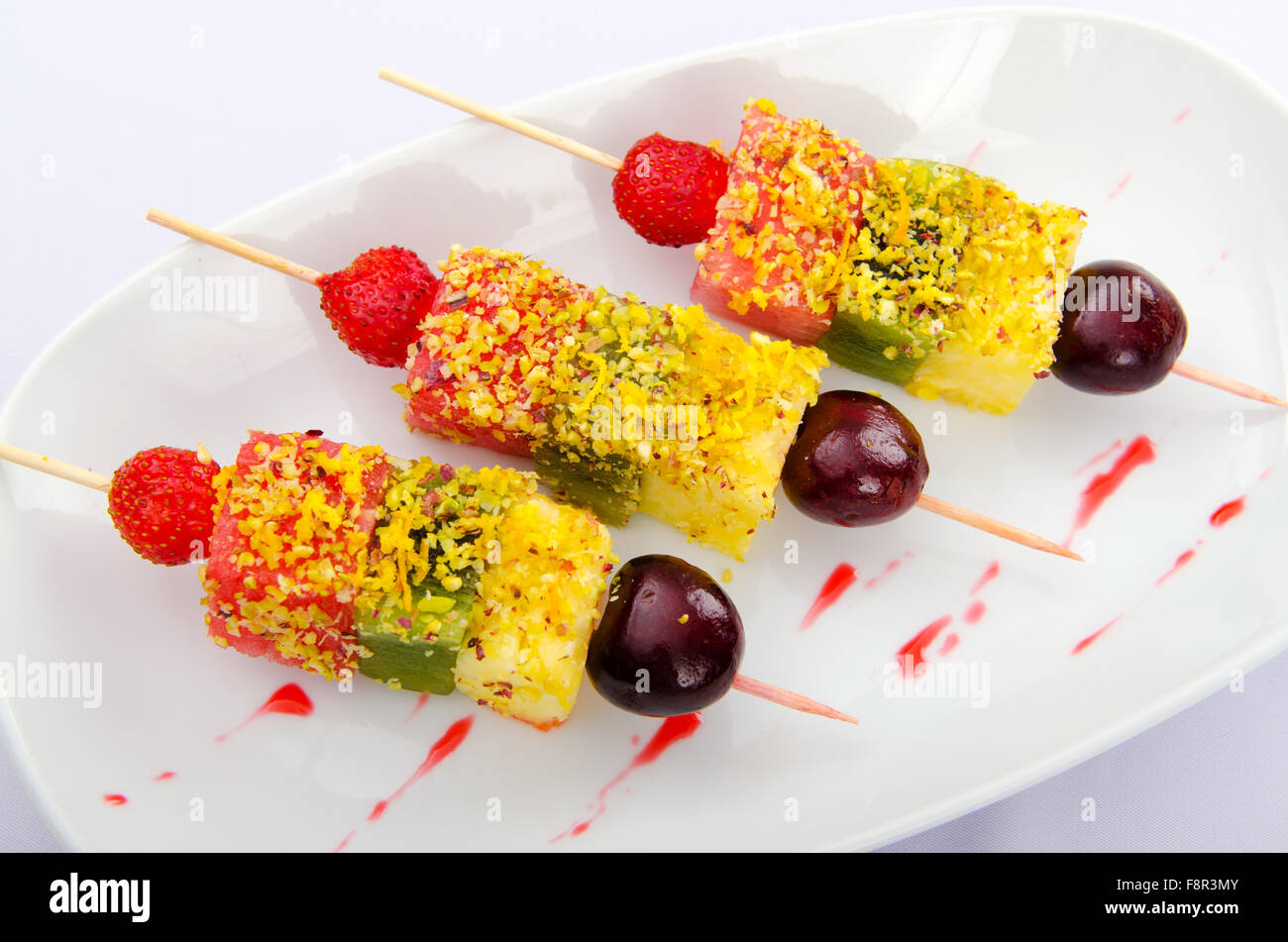 Fruit dessert in the plate Stock Photo - Alamy