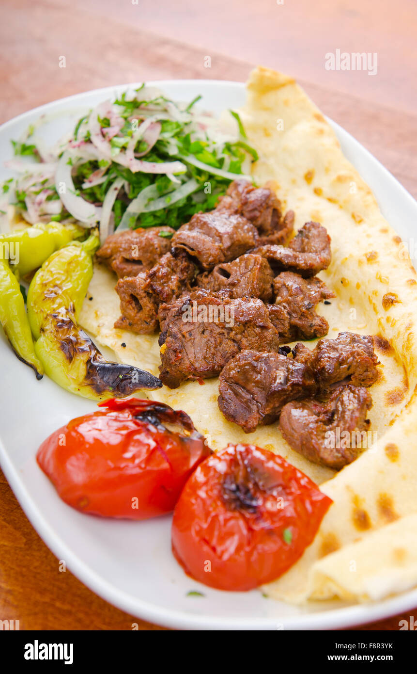 Kebab served in the plate Stock Photo - Alamy