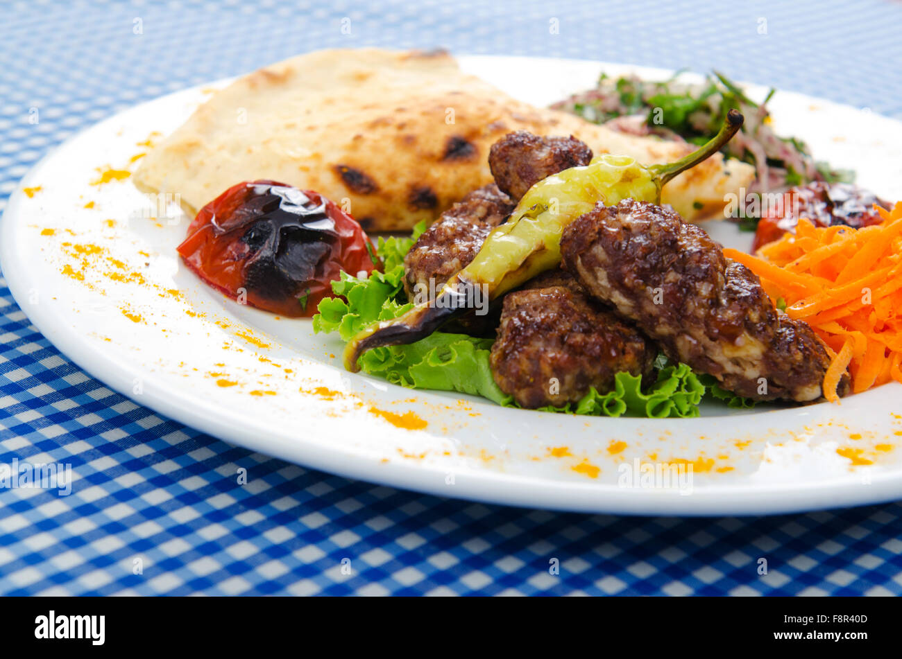 Meat cuisine - kebab served in plate Stock Photo - Alamy