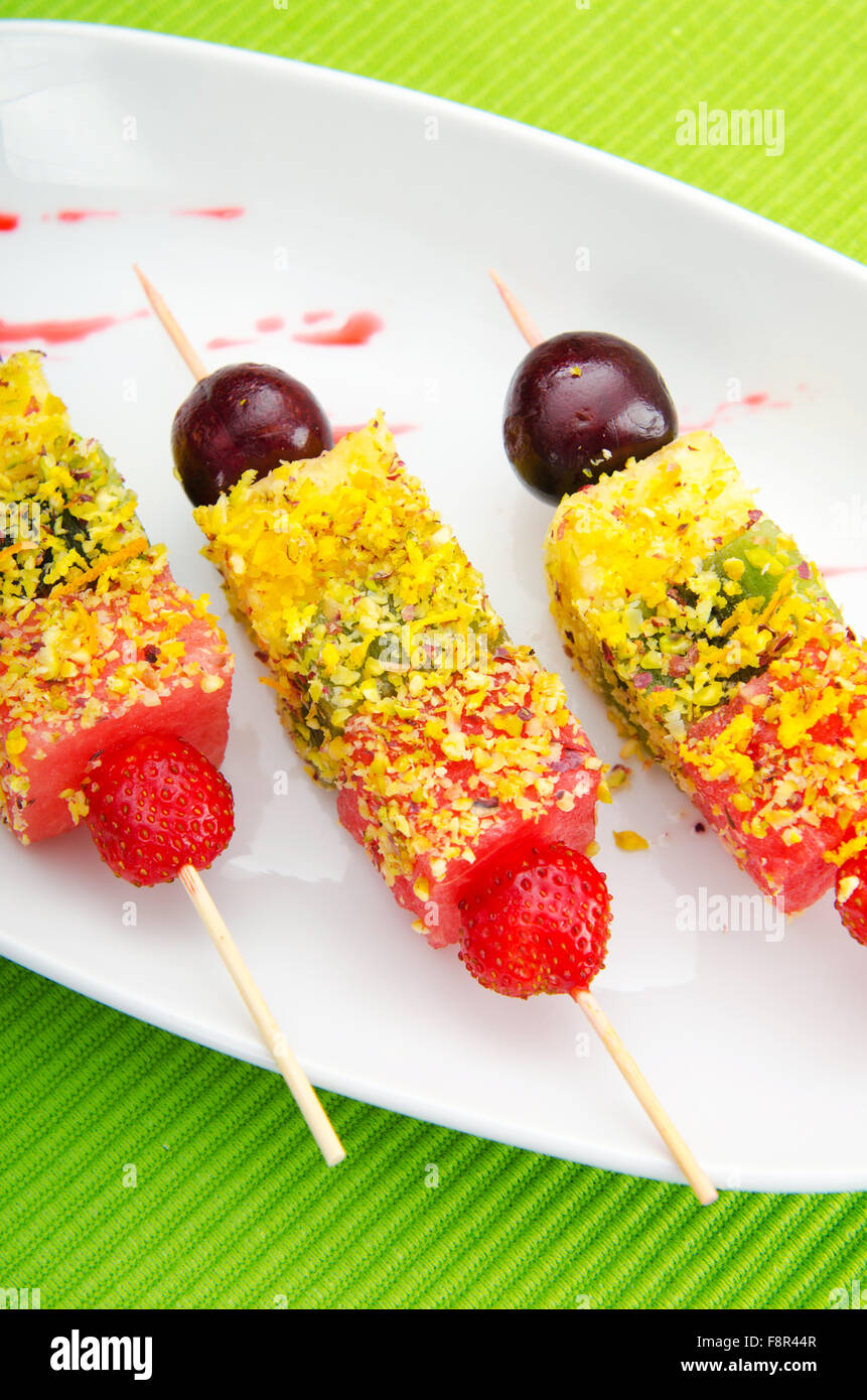 Fruit dessert in the plate Stock Photo - Alamy