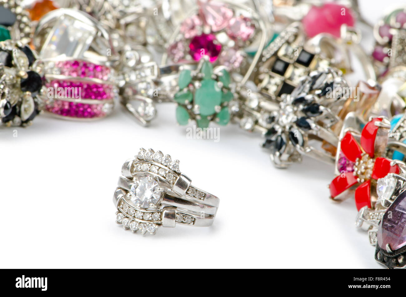 Selection of many precious rings Stock Photo - Alamy