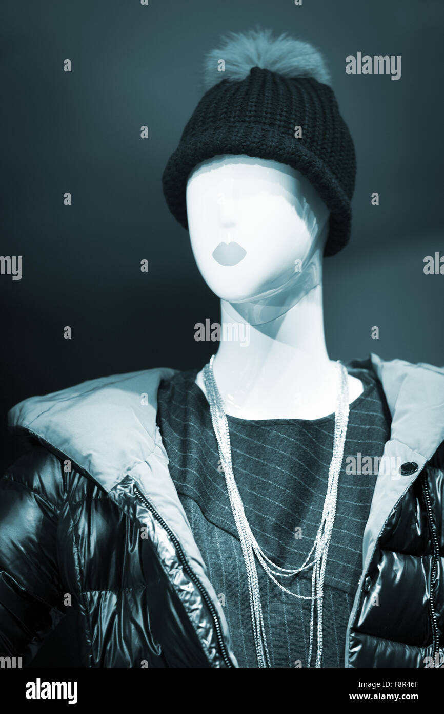 Shop dummy fashion mannequin in department store boutique window ...