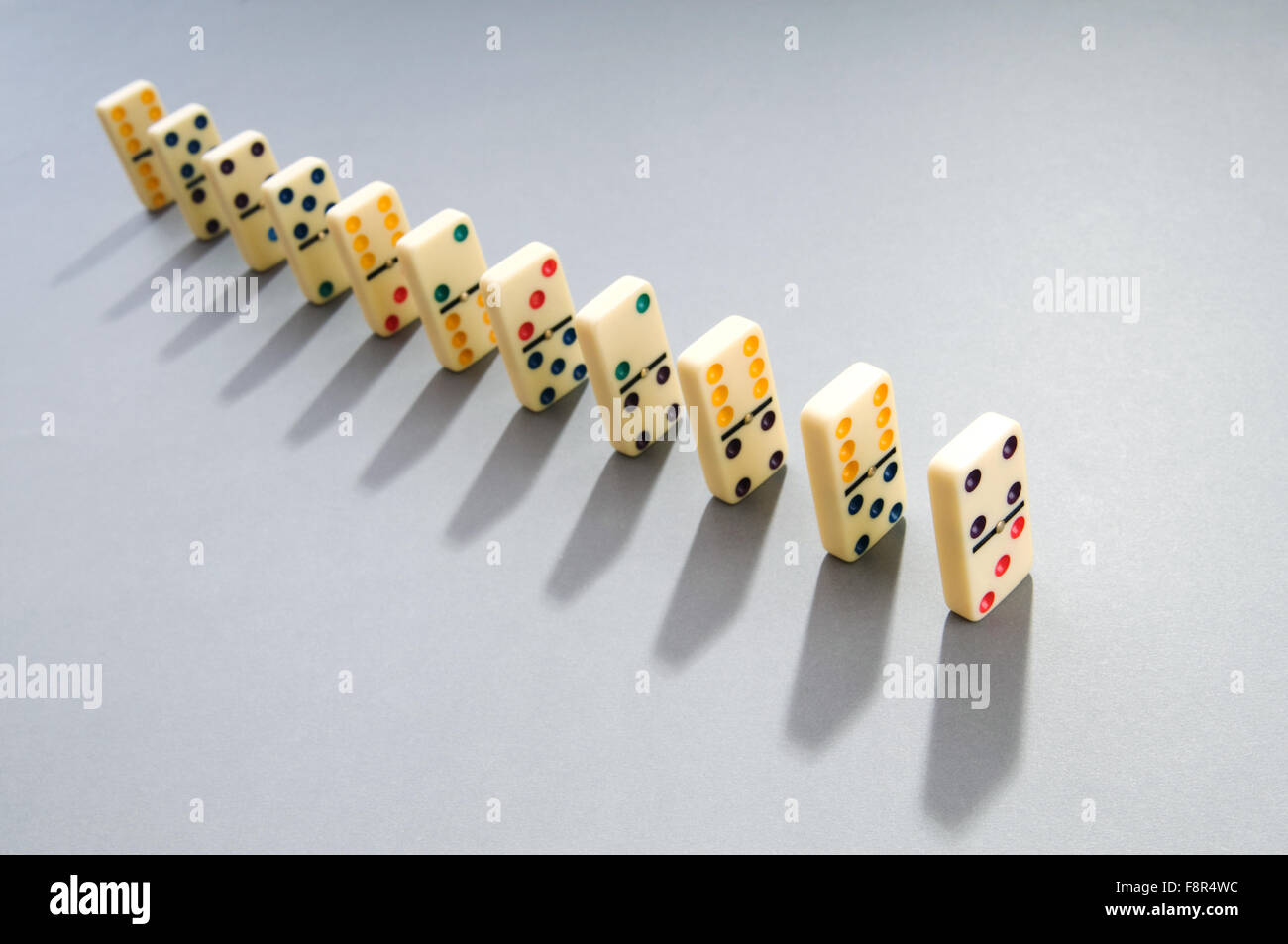 Domino effect with many pieces Stock Photo - Alamy