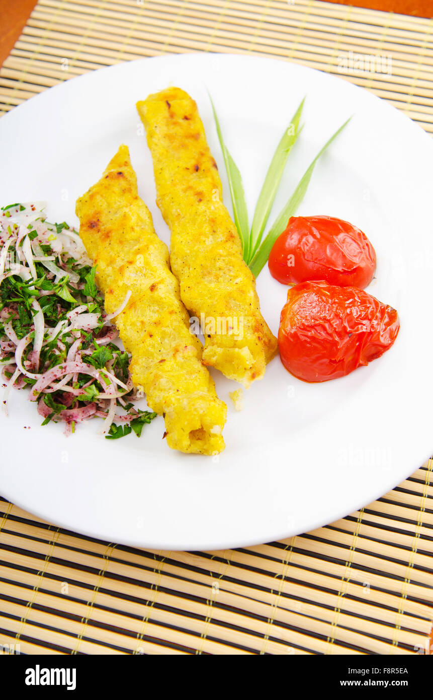 Traditional azeri kebab made with mashed potato Stock Photo - Alamy