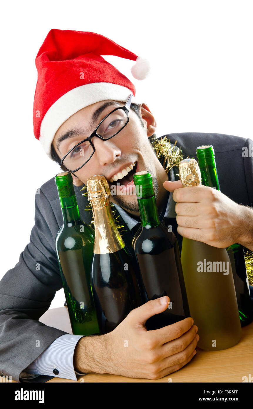 Drunk Office Worker After Christmas Party Stock Photo Alamy