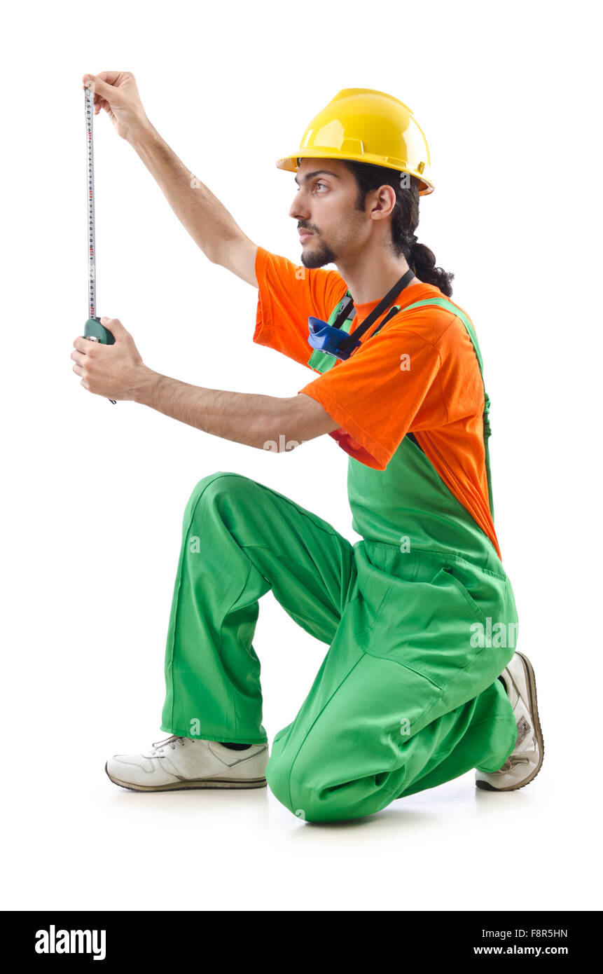 Construction worker isolated on white Stock Photo - Alamy