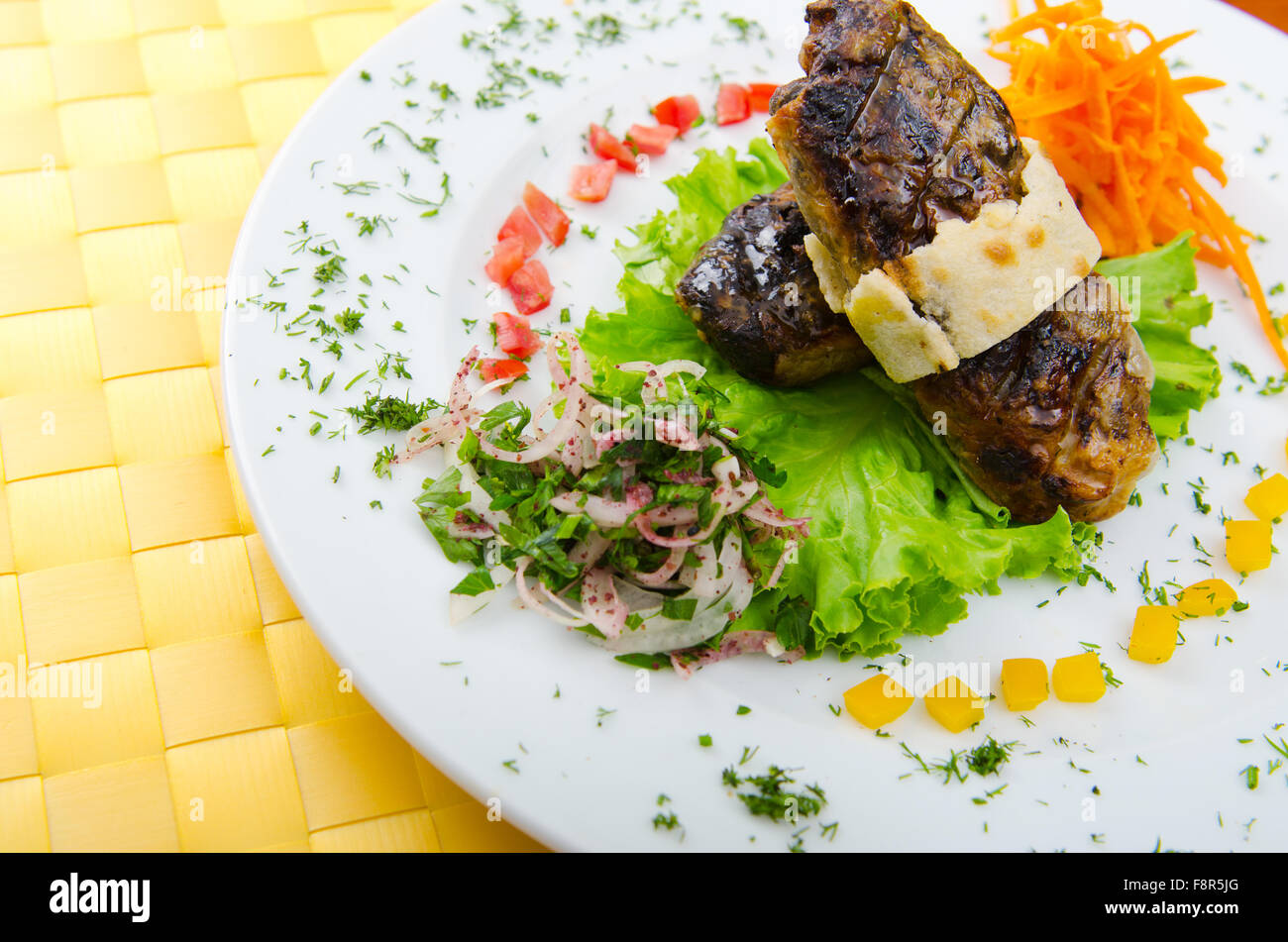 Meat cuisine - kebab served in plate Stock Photo - Alamy