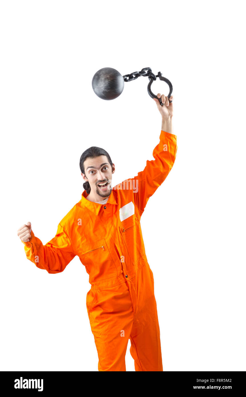 Convicted criminal on white background Stock Photo - Alamy