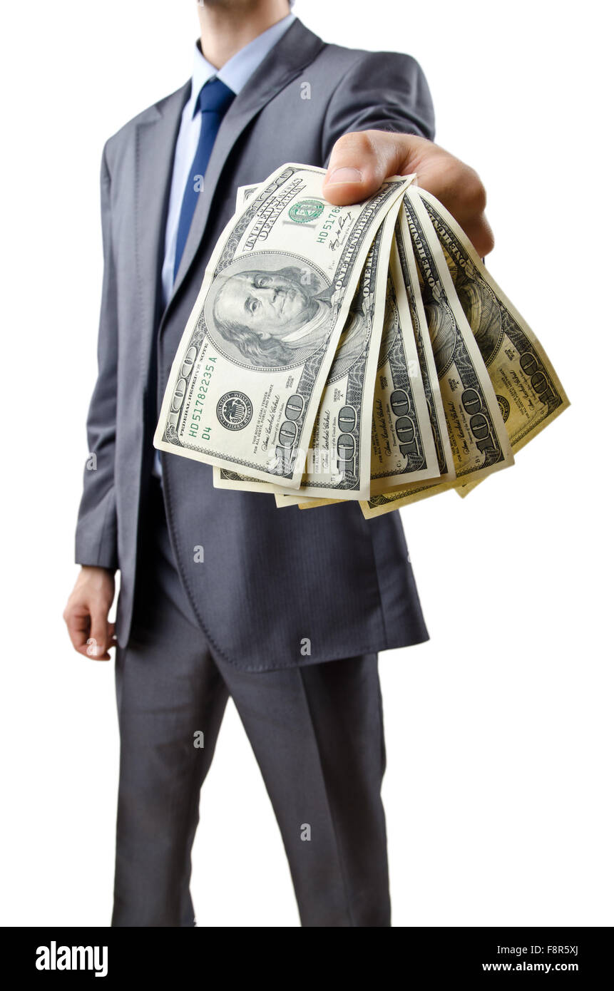Man with money isolated on the white Stock Photo - Alamy