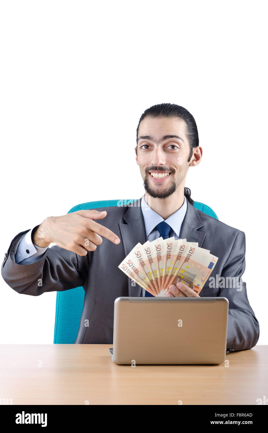 Man with euro banknotes Stock Photo - Alamy