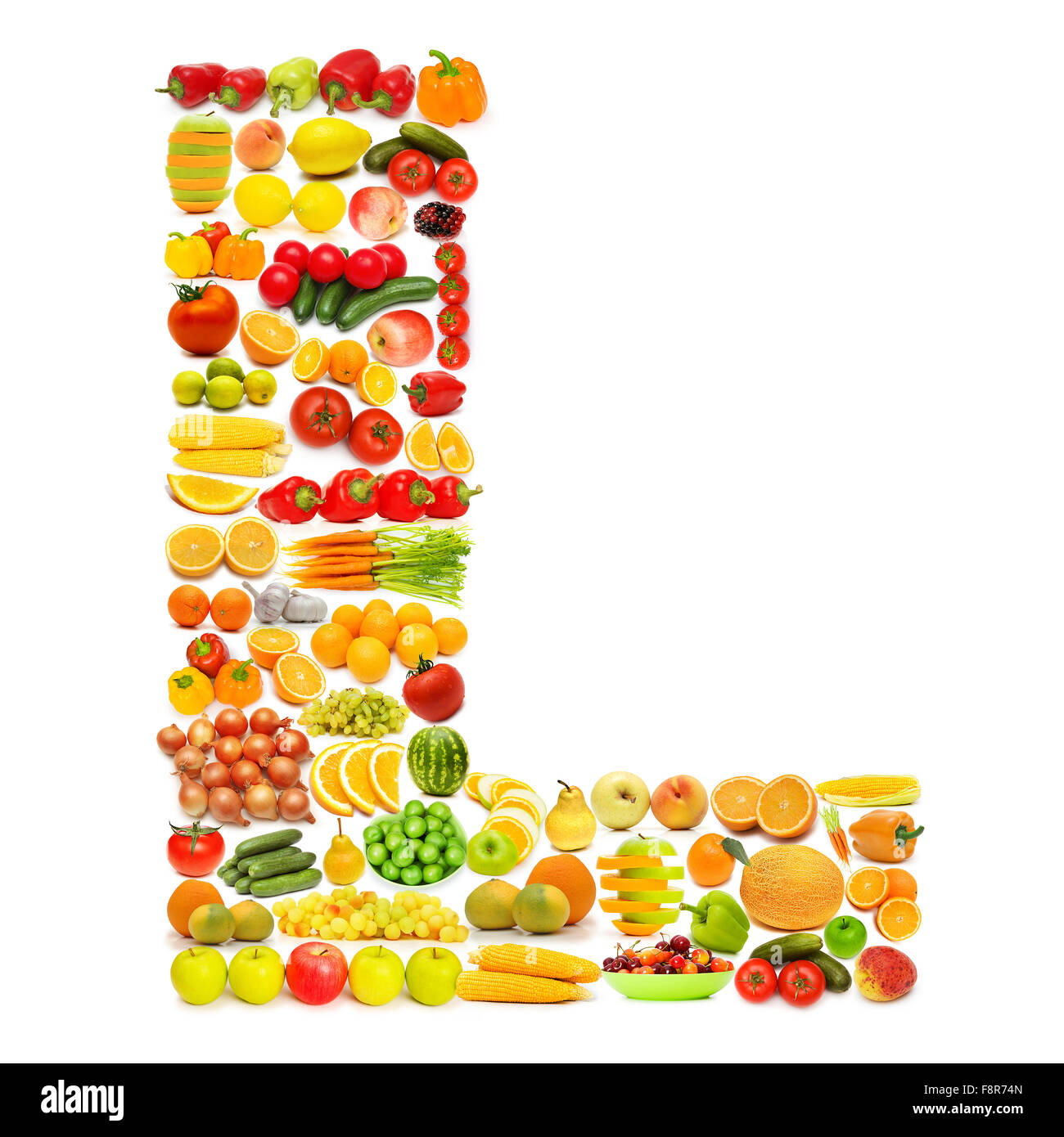 Alphabet made of many fruits and vegetables Stock Photo - Alamy