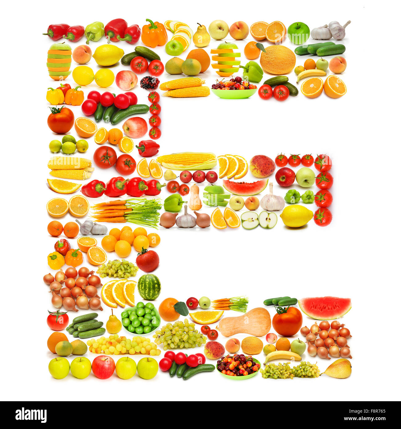 Alphabet made of many fruits and vegetables Stock Photo - Alamy