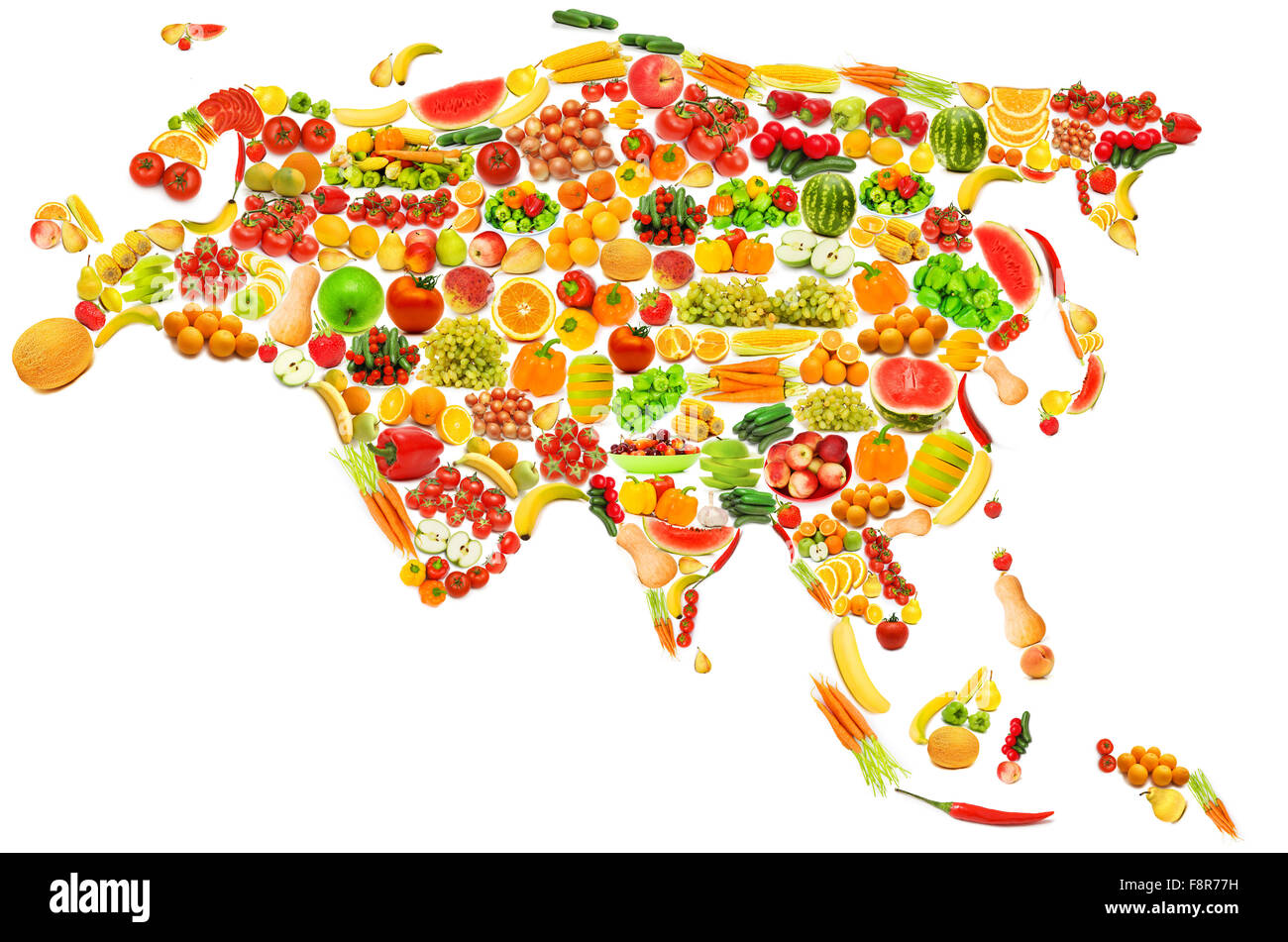 World map made of many fruits and vegetables Stock Photo - Alamy