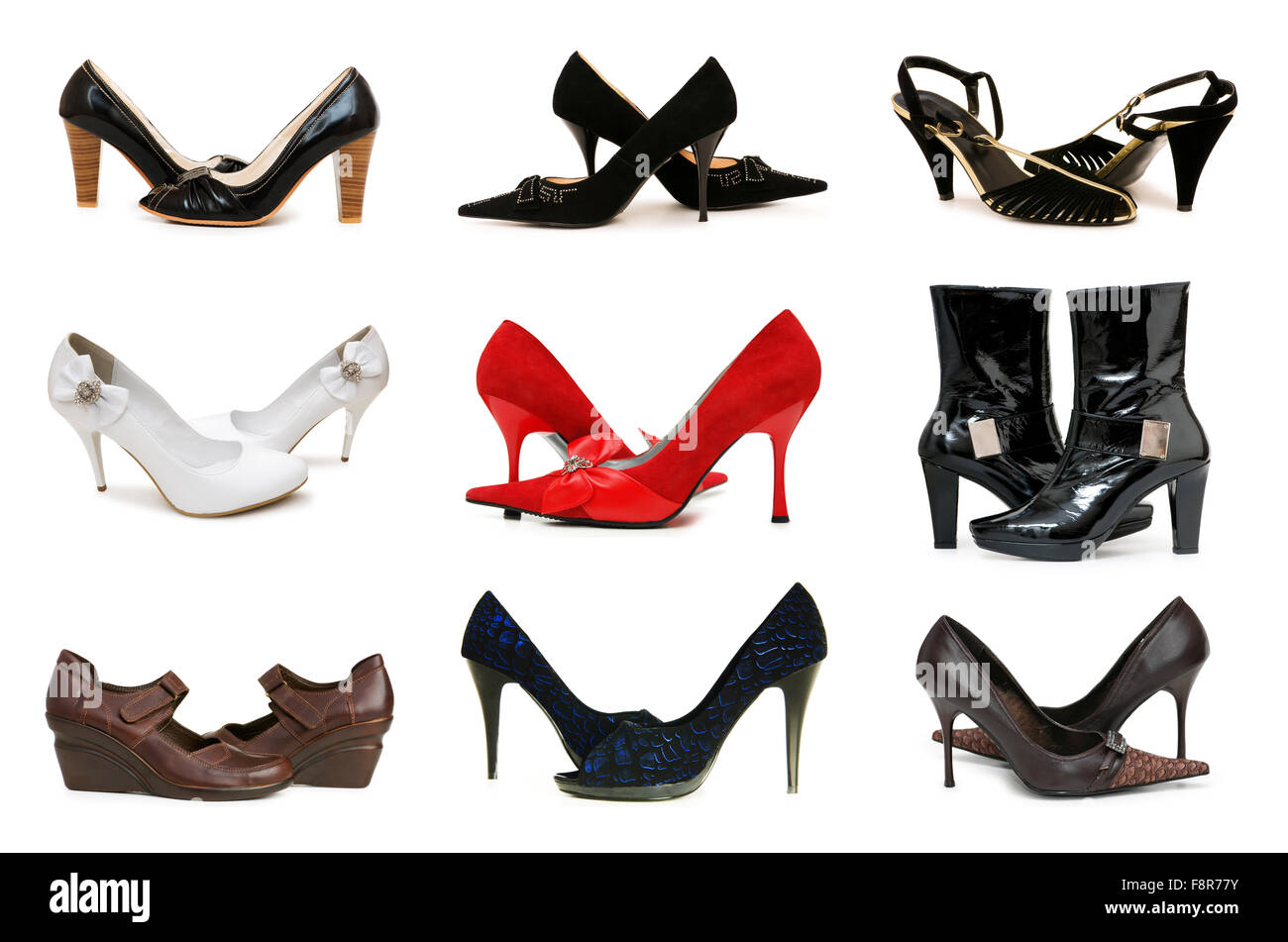 Collection of various shoes isolated on white Stock Photo - Alamy