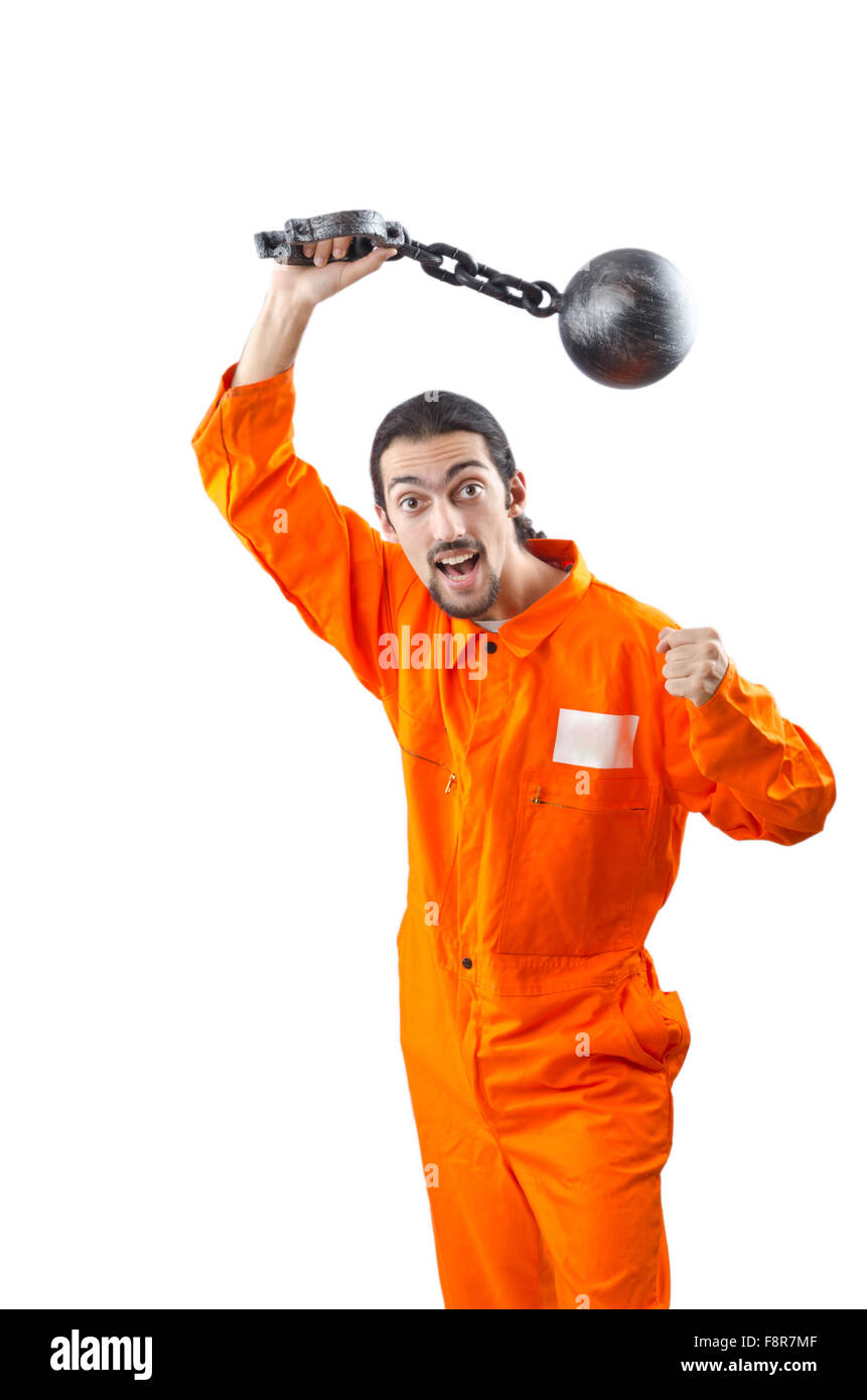 Convicted criminal on white background Stock Photo - Alamy