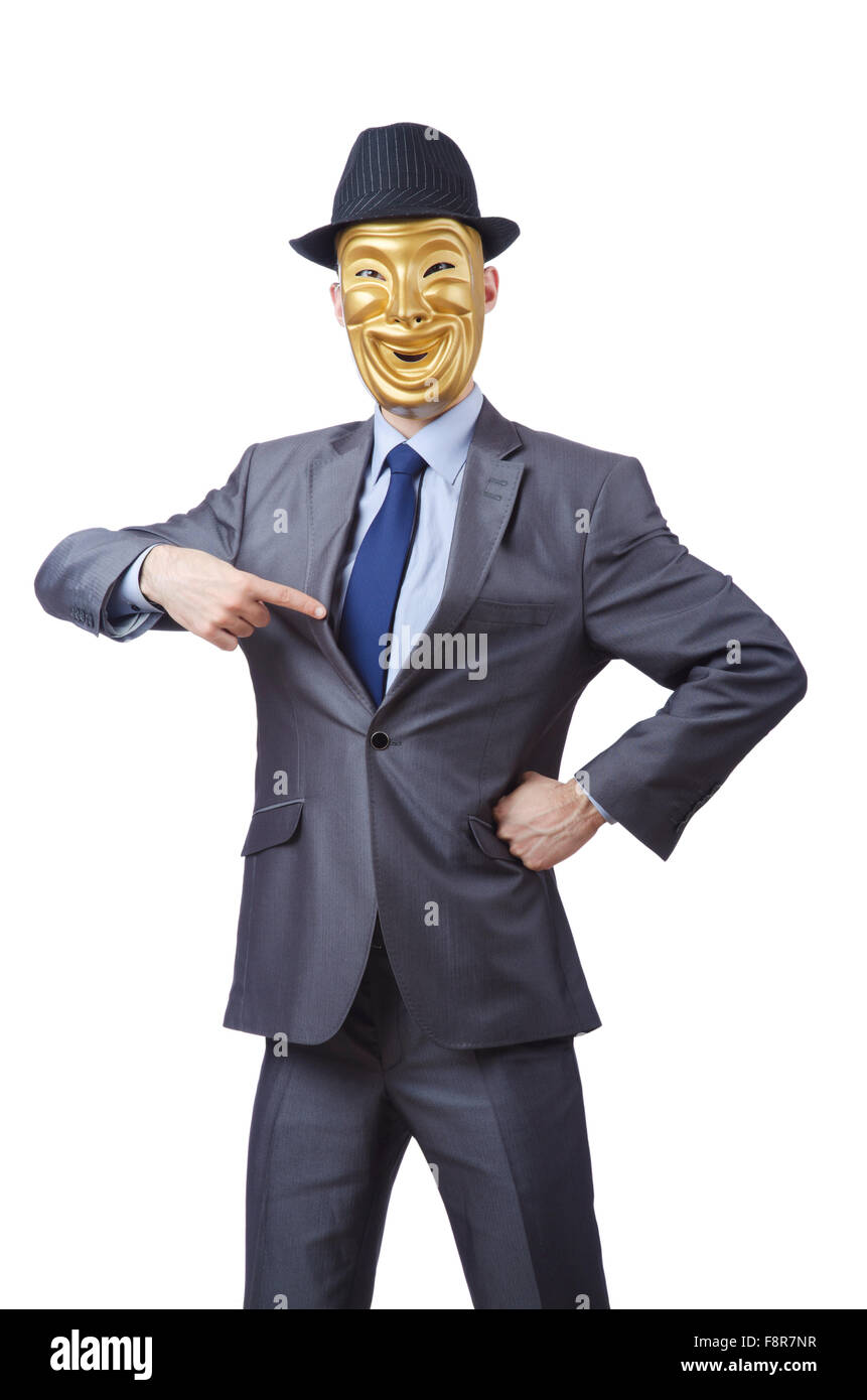 Businessman with mask concealing his identity Stock Photo - Alamy