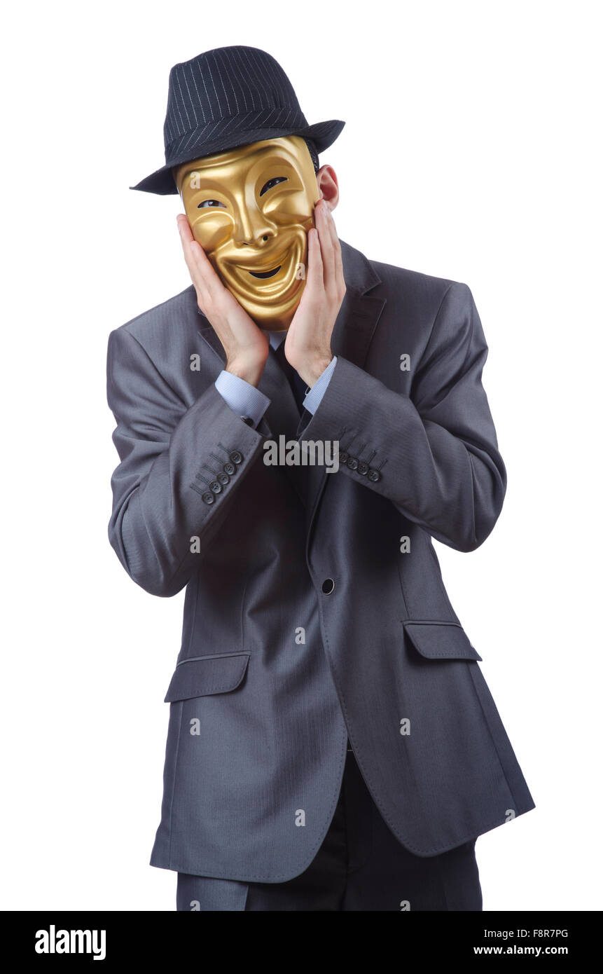Businessman with mask concealing his identity Stock Photo - Alamy