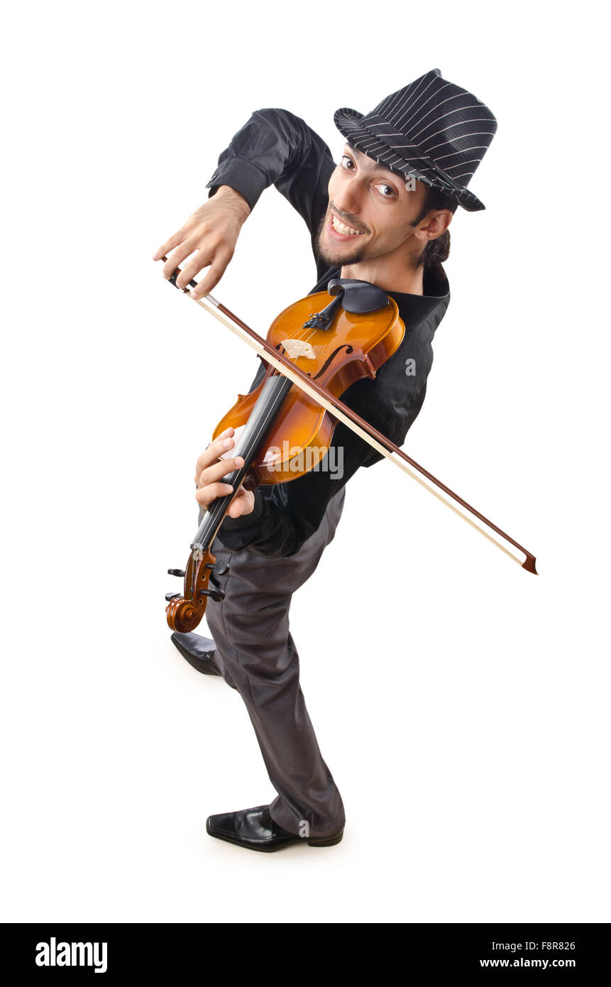 Violin player isolated on white Stock Photo - Alamy