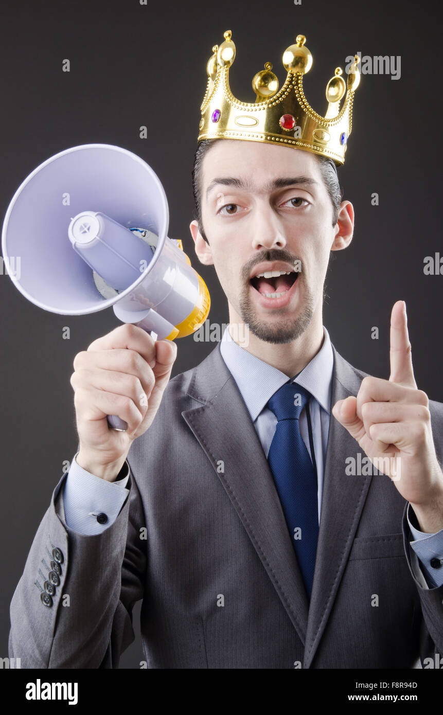 Man shouting and yelling with loudspeaker Stock Photo - Alamy