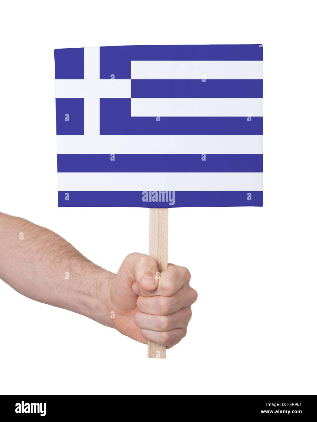 Hand holding greek flag on hi-res stock photography and images - Alamy