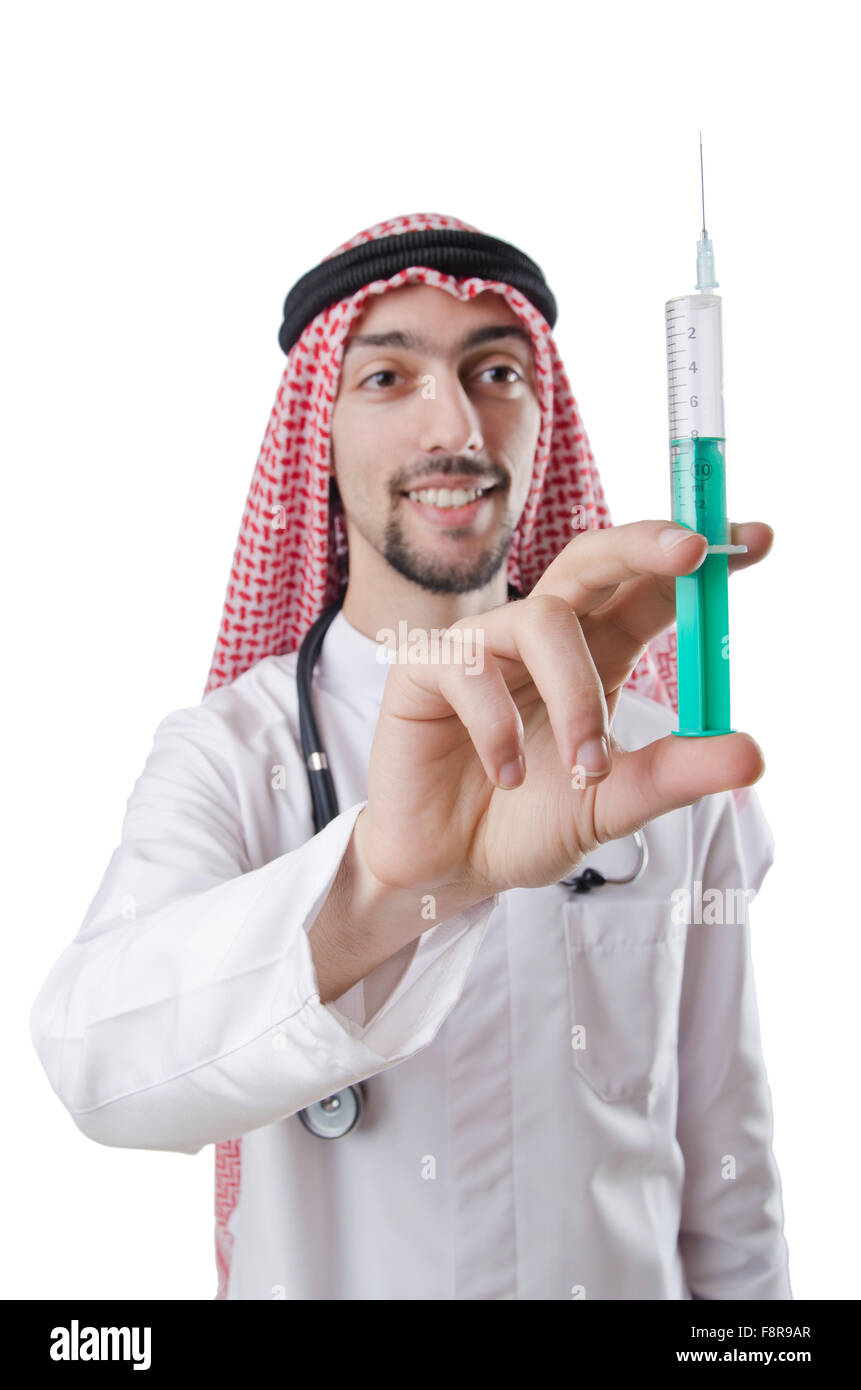 Young arab doctor isolated on white Stock Photo - Alamy