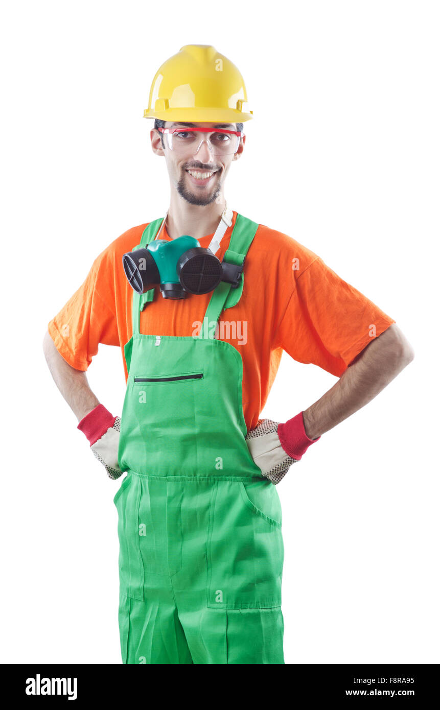 Construction worker isolated on white Stock Photo - Alamy