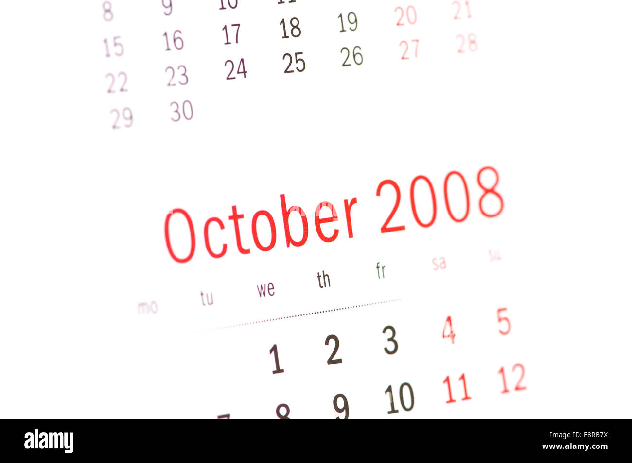 2008 calendar Cut Out Stock Images & Pictures - Alamy