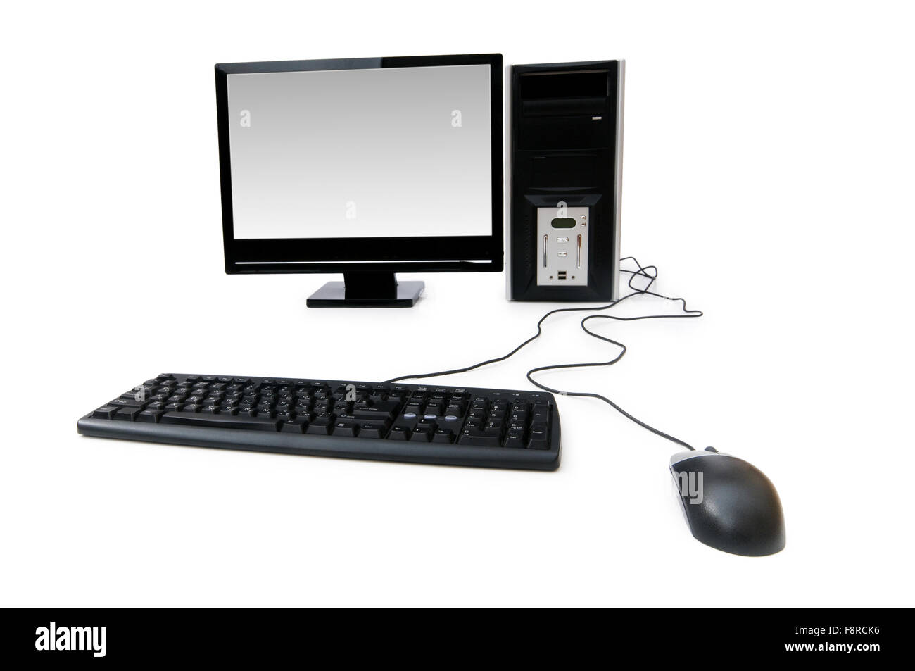 Computer with flat screen isolated on white Stock Photo - Alamy