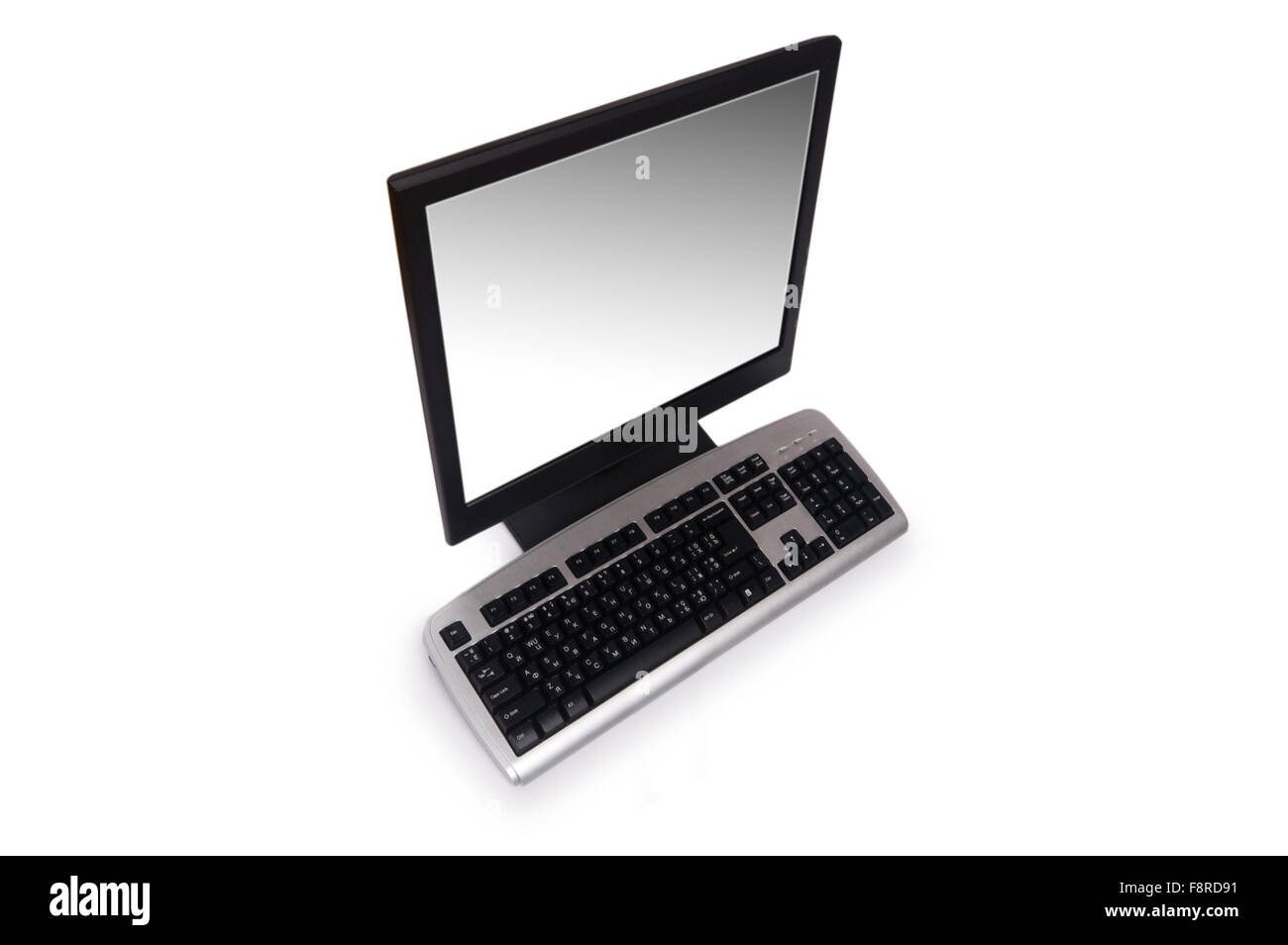 Computer with flat screen isolated on white Stock Photo - Alamy