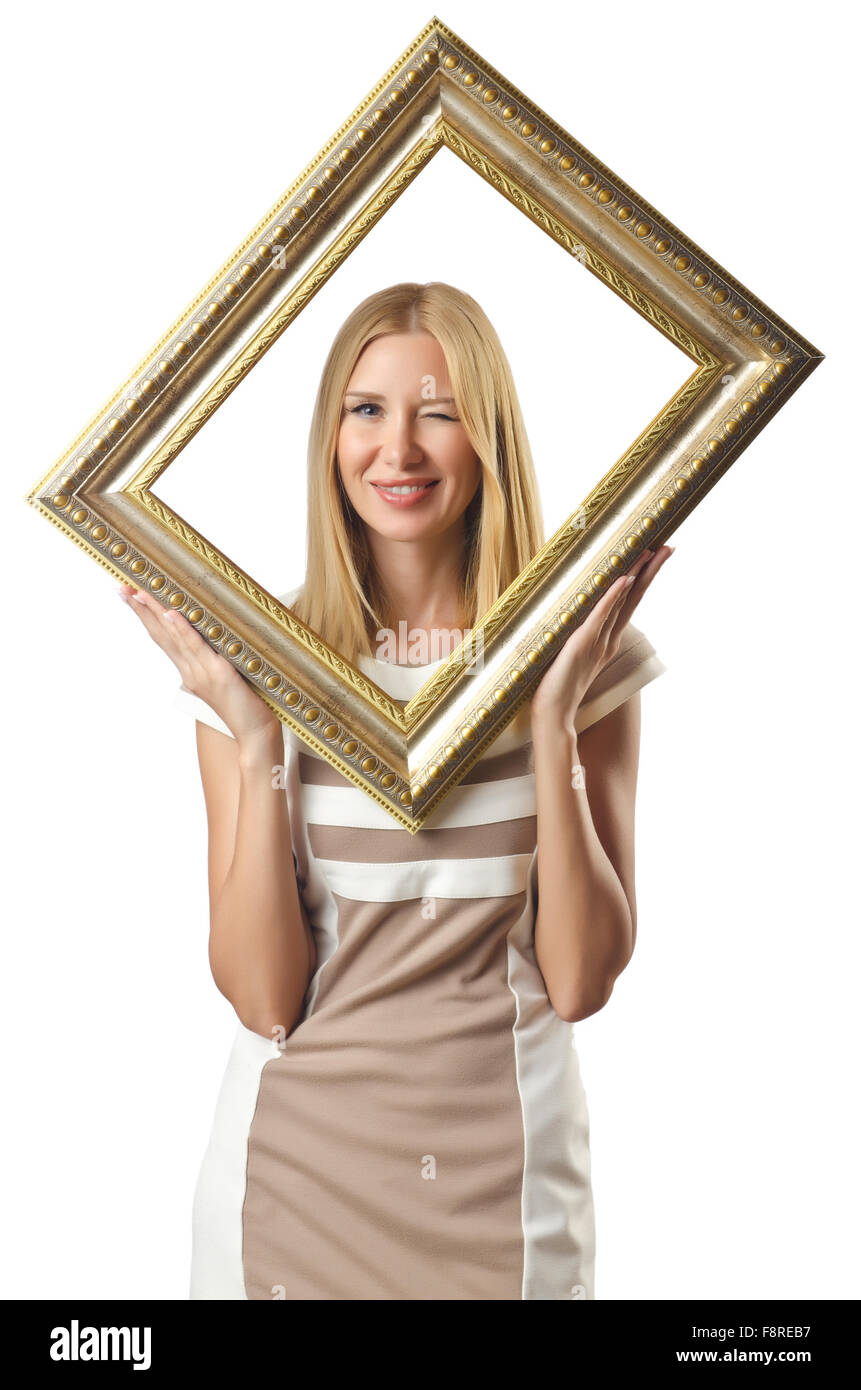 Picture frame and attractive woman Stock Photo - Alamy