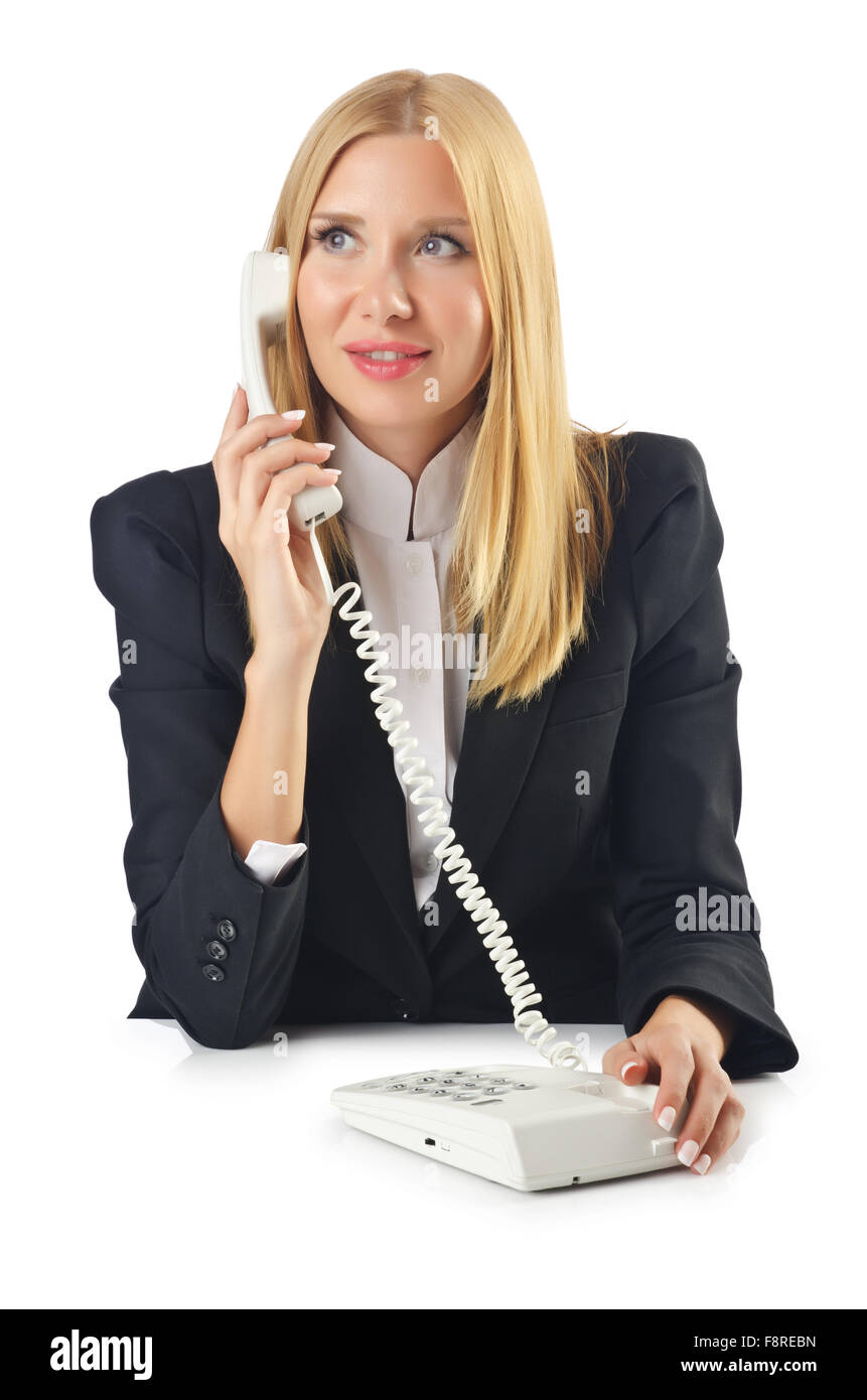 Woman talking at the phone Stock Photo - Alamy