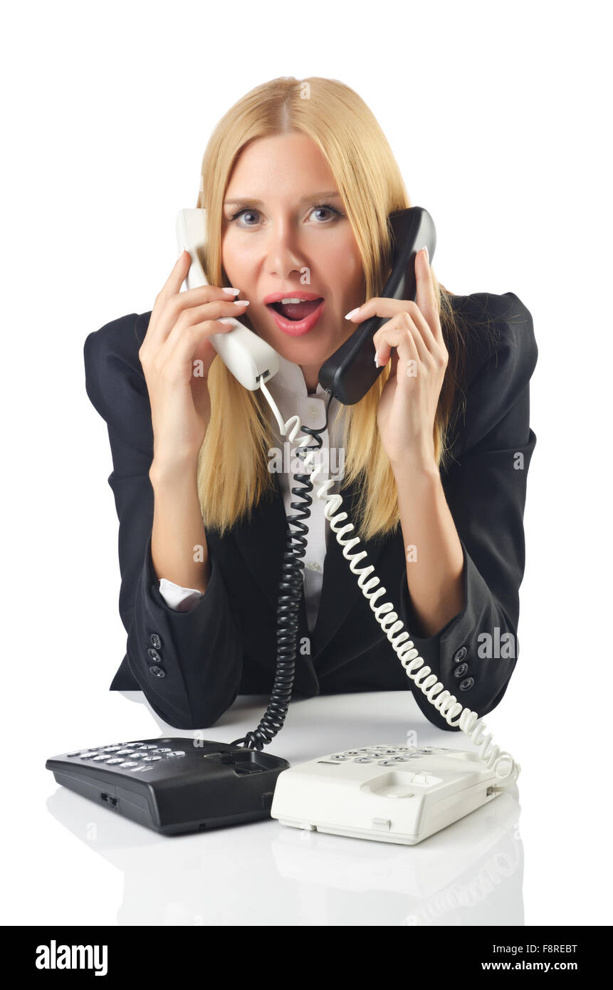 Woman talking at the phone Stock Photo - Alamy
