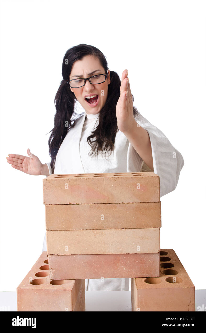 Woman breaking bricks hi-res stock photography and images - Alamy