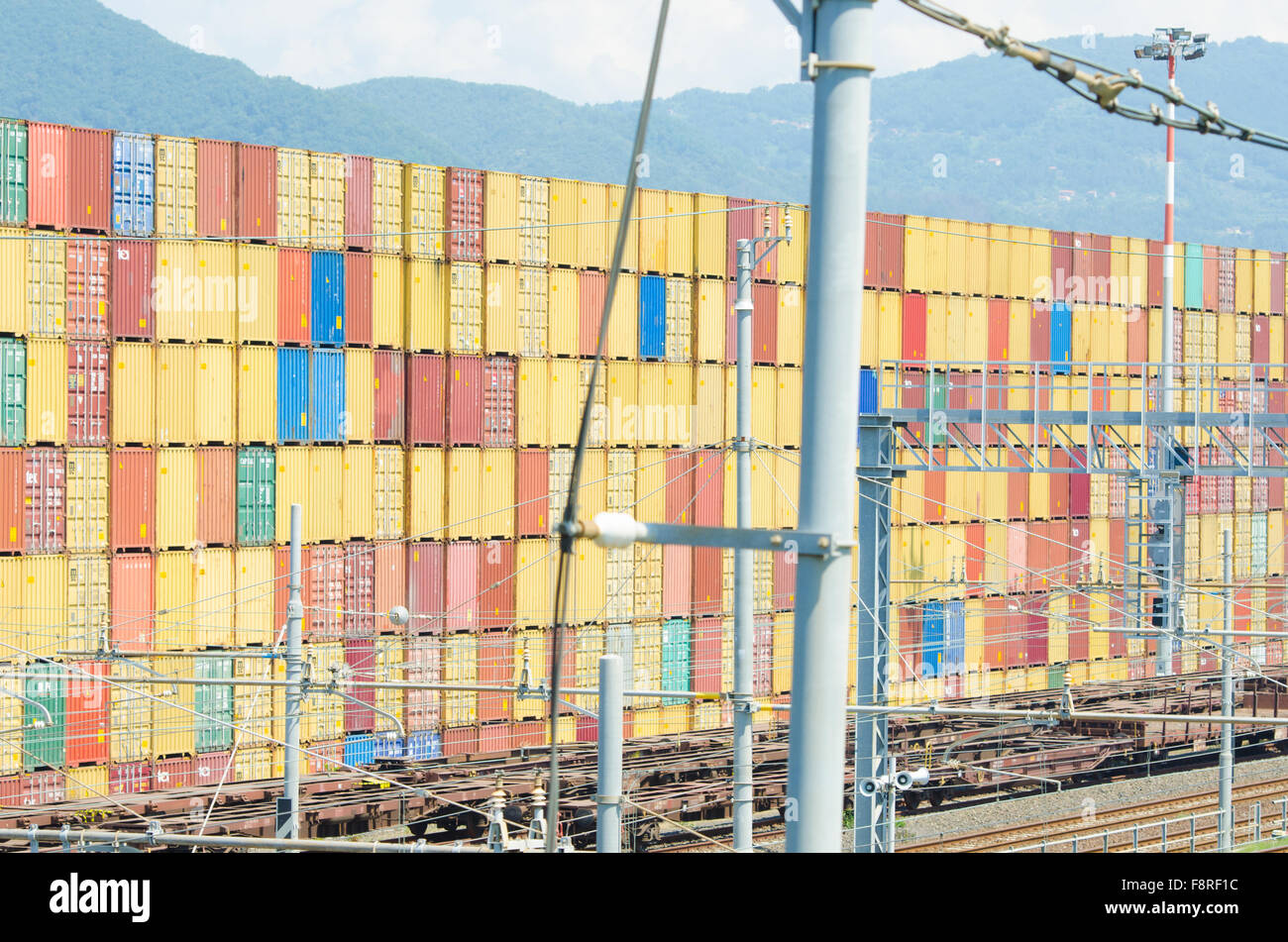 Stacks of containers at the loading port Stock Photo - Alamy