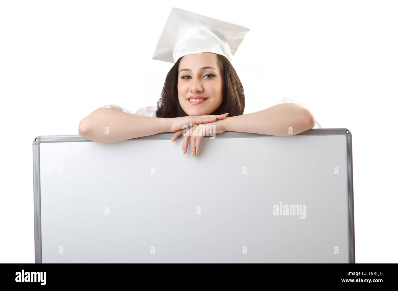 Young student with blank board Stock Photo - Alamy