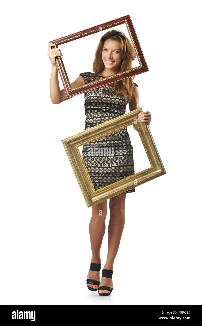 Picture frame and attractive woman Stock Photo - Alamy
