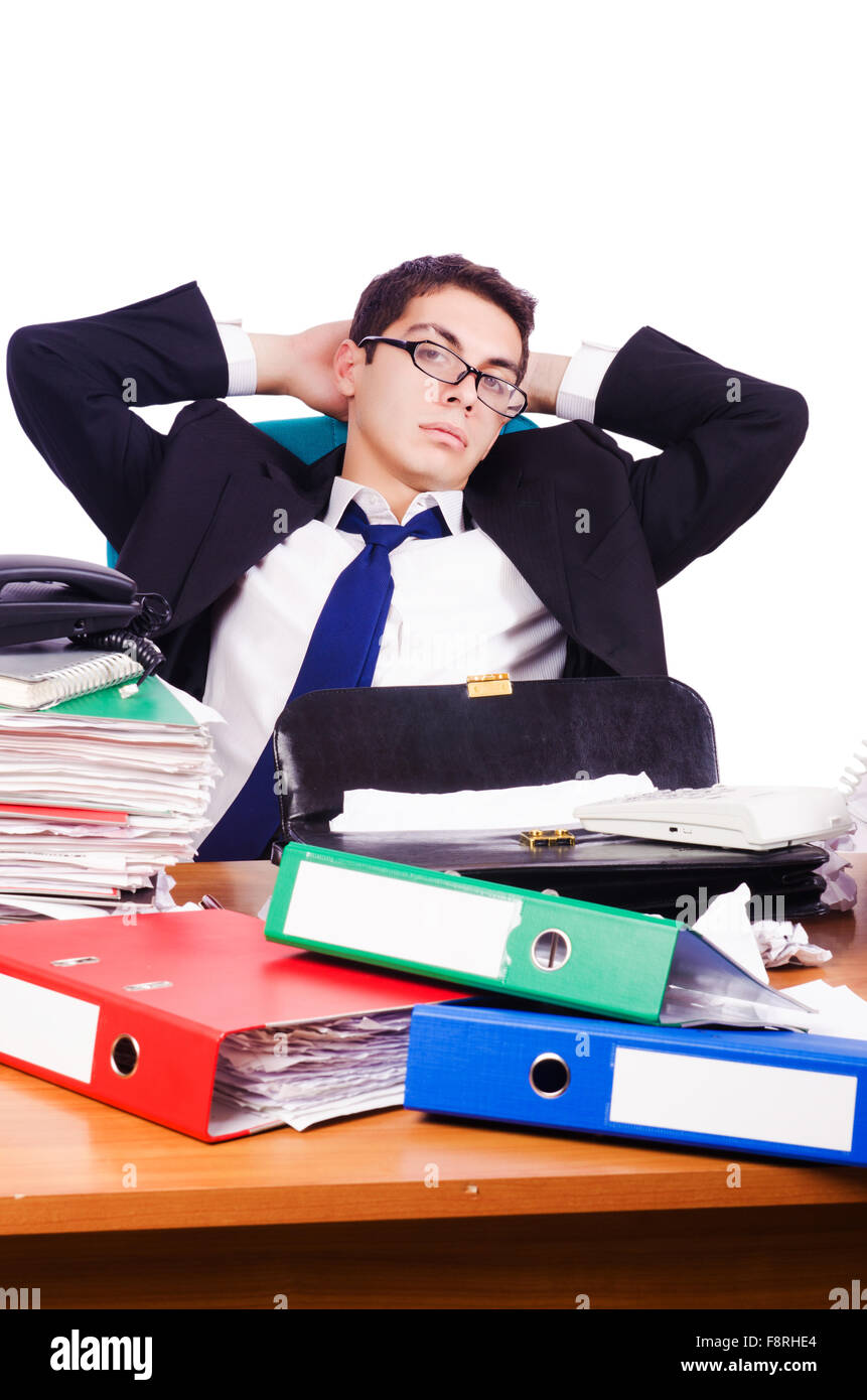 Busy stressed man in the office Stock Photo - Alamy
