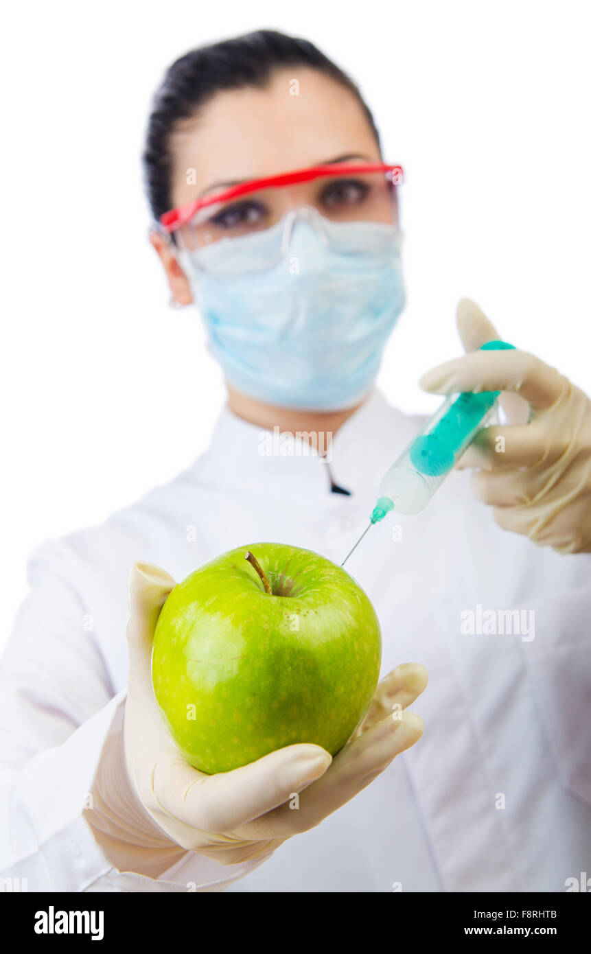 Chemical experiment with apple and syringe Stock Photo - Alamy