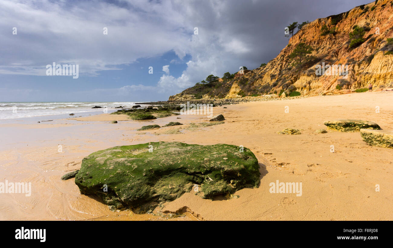Rocks on beach, Faro, Portugal Stock Photo - Alamy