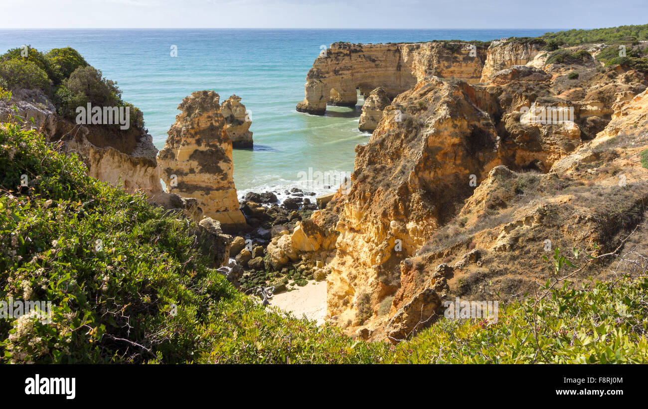Elevated view of beach, Lagos, Faro, Portugal Stock Photo - Alamy