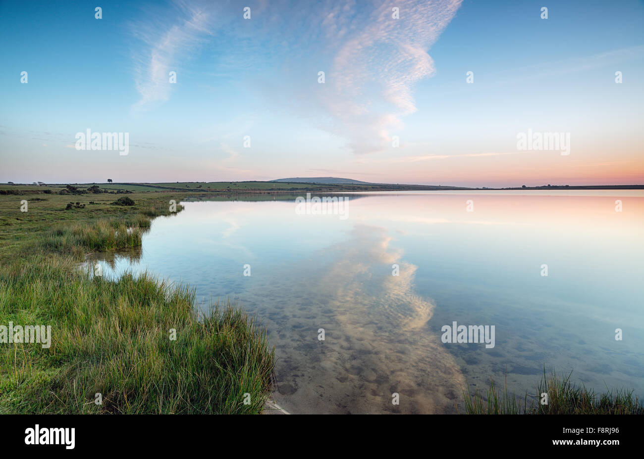 Dozmary Pool on Bodmin Moor in Cornwall, steeped in legend and said to ...
