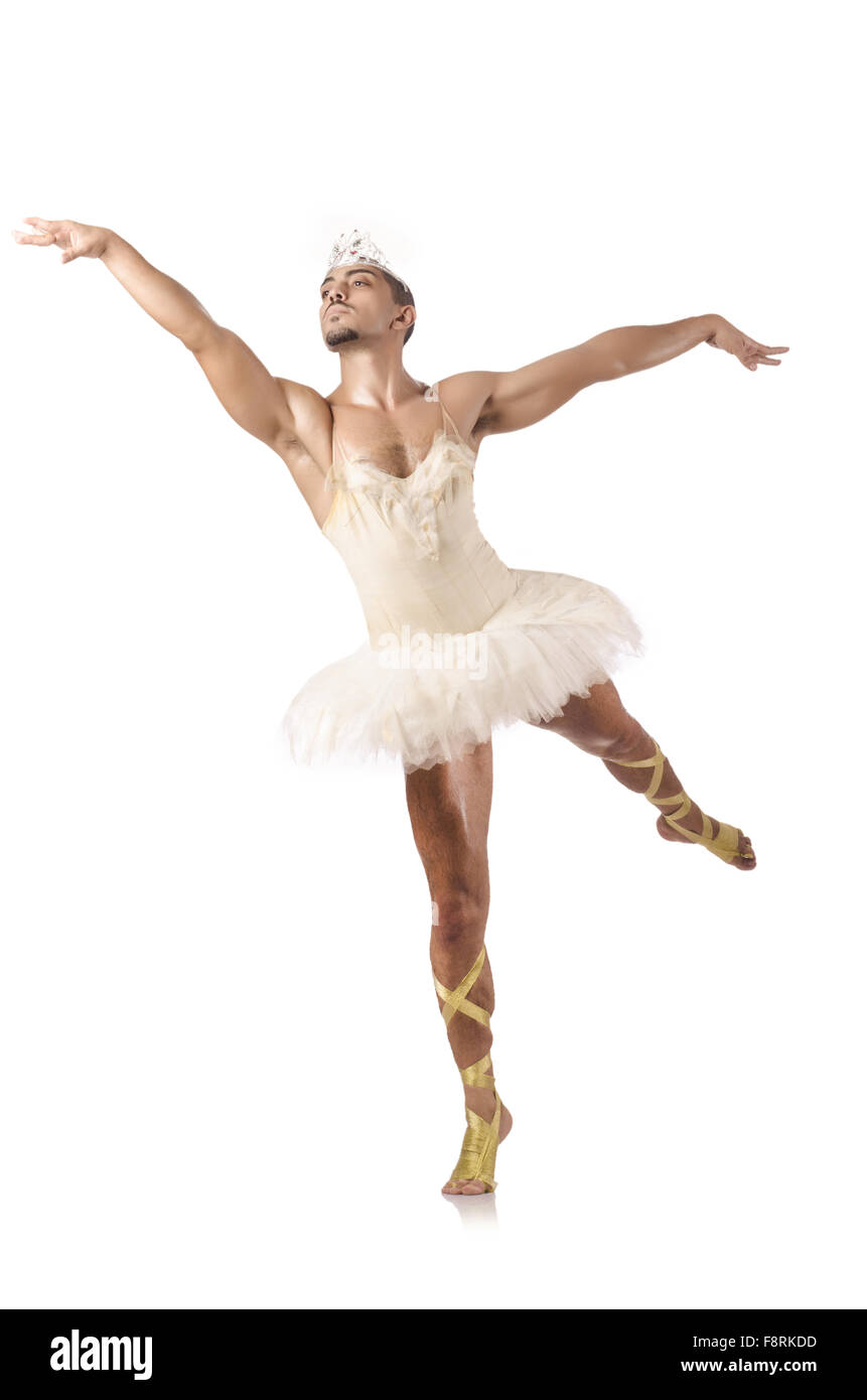 Man in ballet tutu isolated on white Stock Photo - Alamy