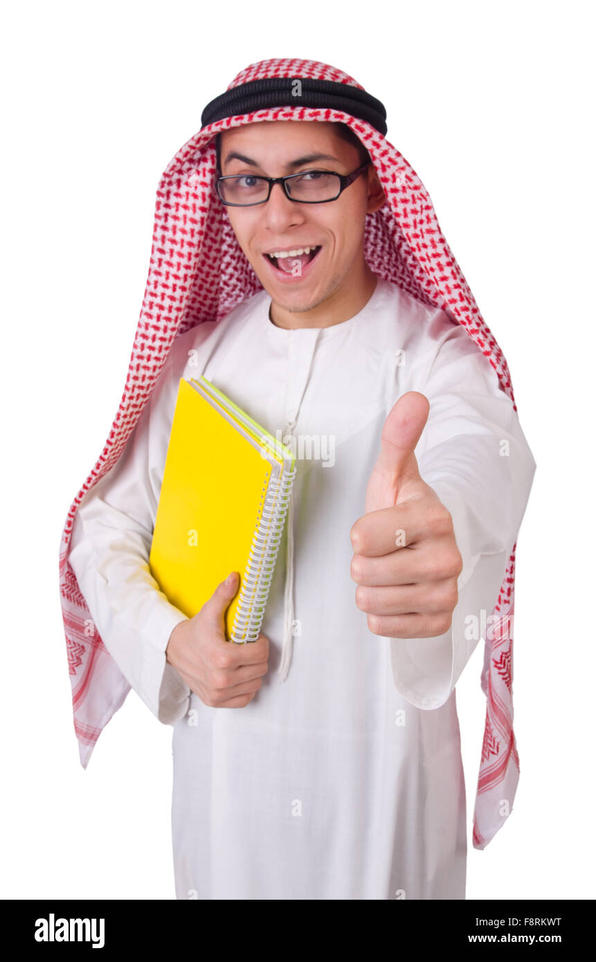 Arab student isolated on white Stock Photo - Alamy