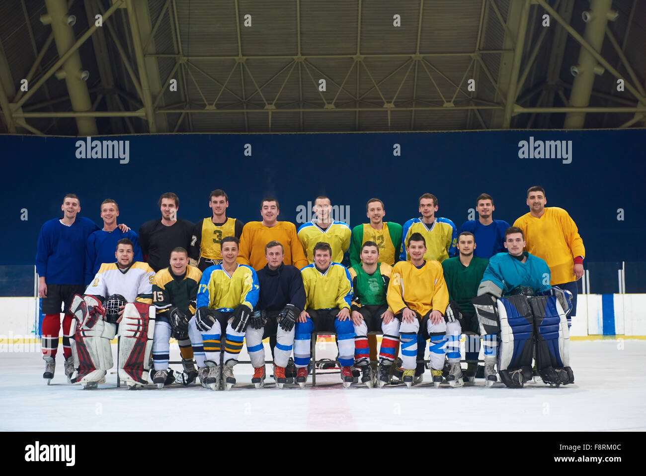 ice hockey players team group portrait in sport arena indoors Stock ...